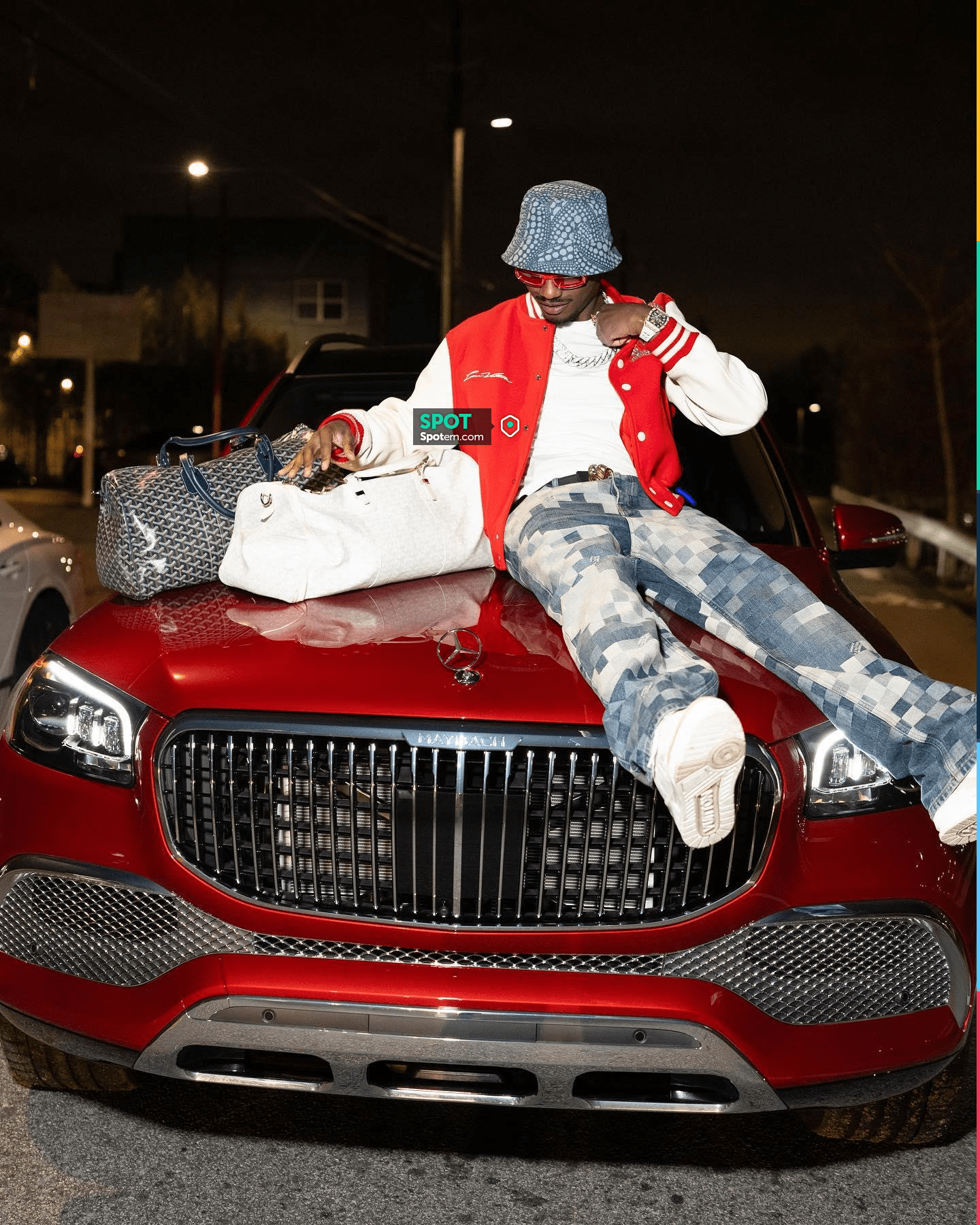 Louis Vuitton Mix Leather Varsity Blouson Jacket porté par Lil Tjay sur ...