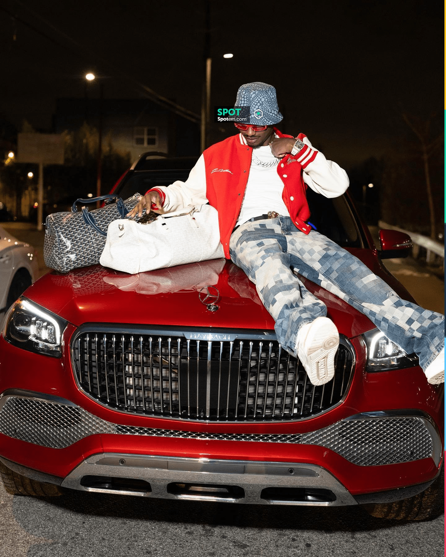 Louis Vuitton x YK Blue Pumpkin Denim Bucket Hat worn by Lil Tjay on ...