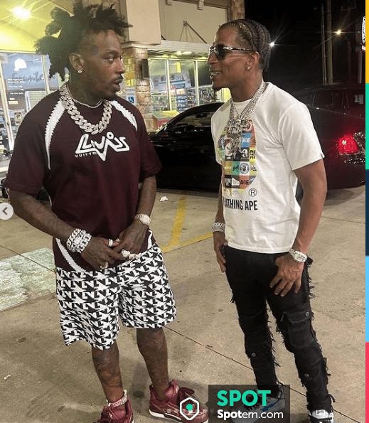 Louis Vuitton Burgundy 'LV Skate' Sneakers worn by Sauce Walka on the ...