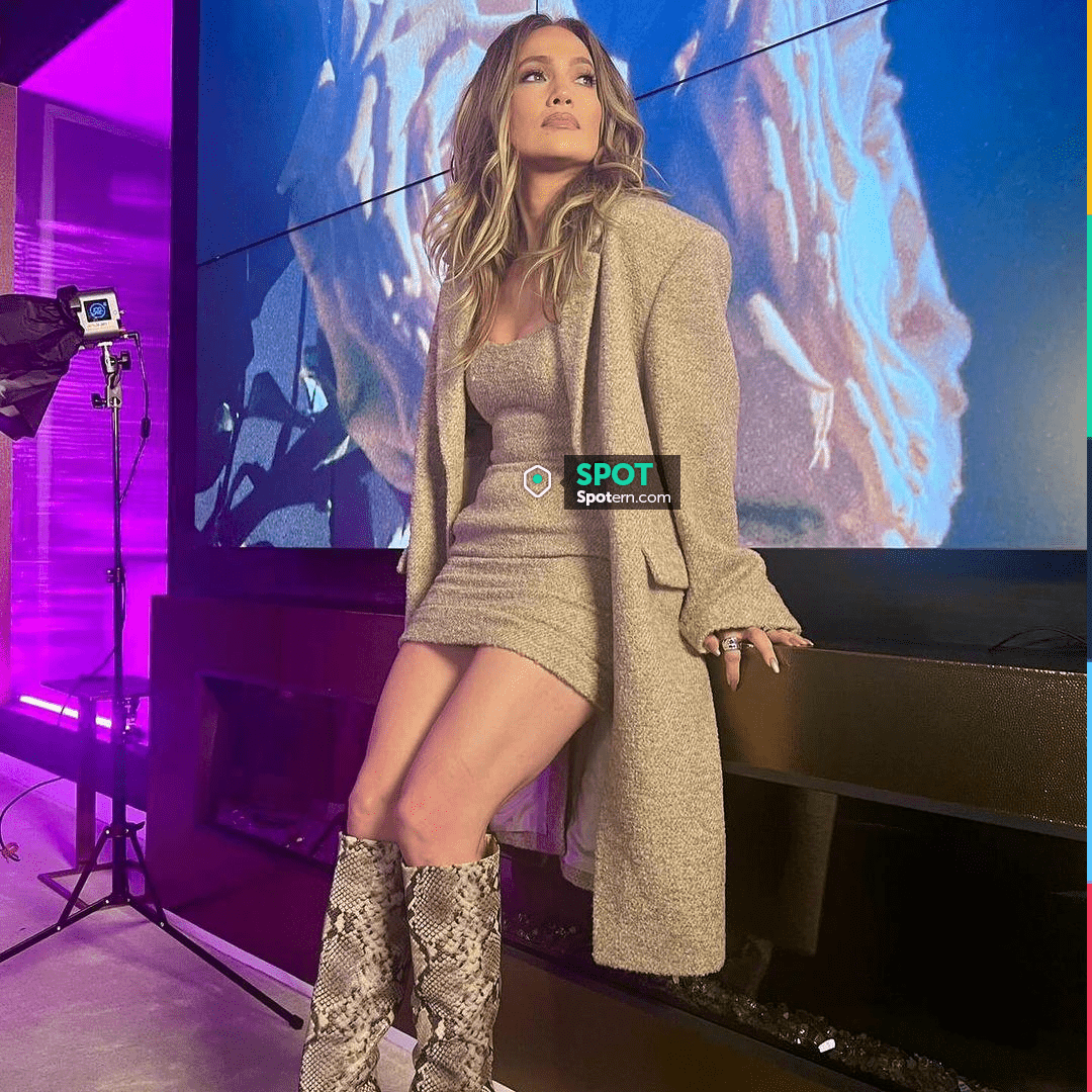 Magda Butrym Tweed Scoop Neck Mini Dress worn by Jennifer Lopez on her Instagram Post on January ...