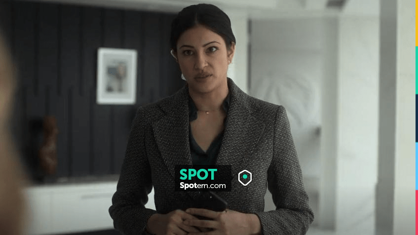 Banana Republic Wylder Tweed Blazer Black & Stone worn by Minnesota ...