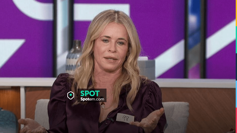 Frame Gillian Long Sleeve Top in Plum worn by Chelsea Handler as seen ...