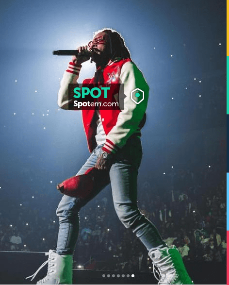 Louis Vuitton Red & White Crystal-PA Varsity Jacket worn by Lil Durk on ...