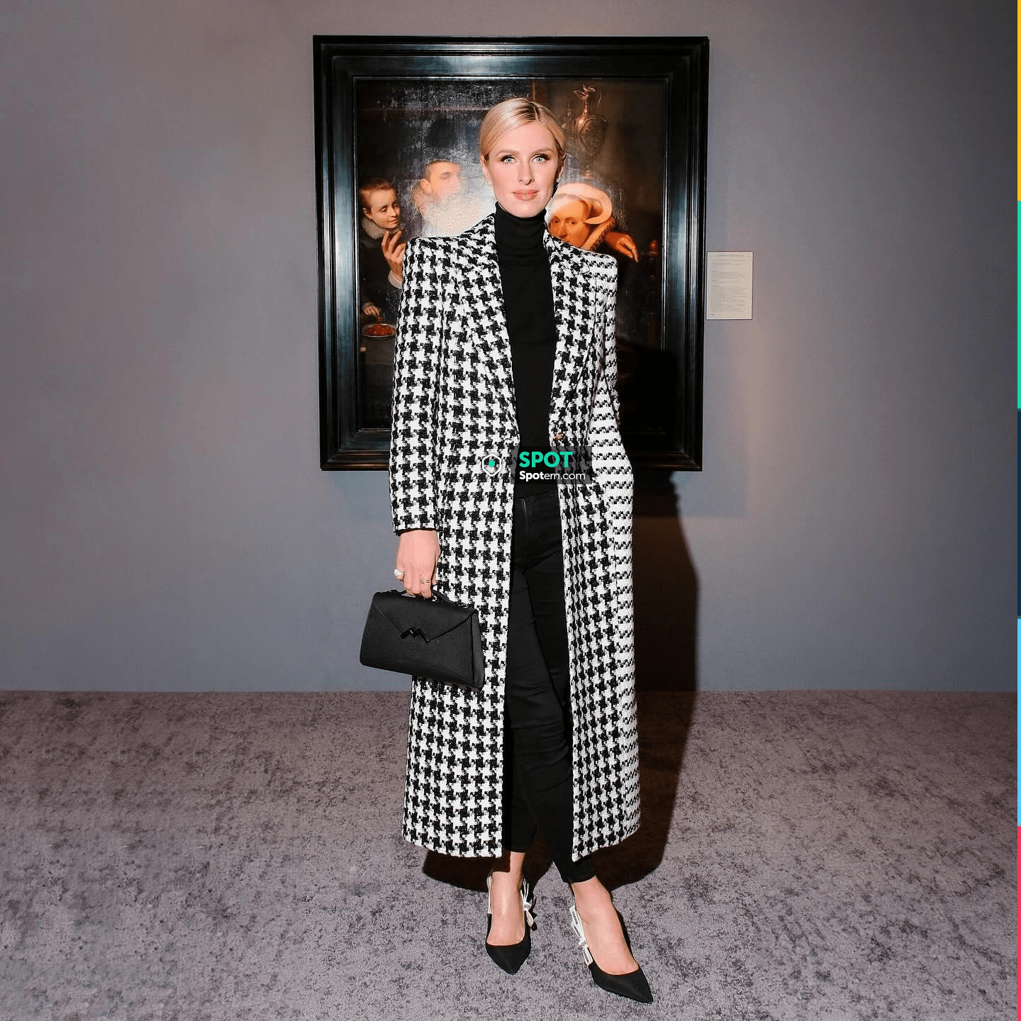 Alice + Olivia Colley Long Tweed Coat worn by Nicky Hilton Rothschild ...