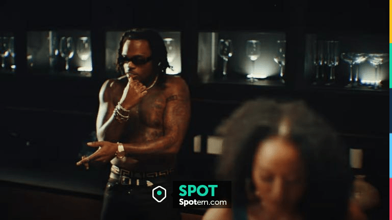 Celine Black Crystal-Buckle 'Marco' Western Belt worn by Gunna in Turbo ...