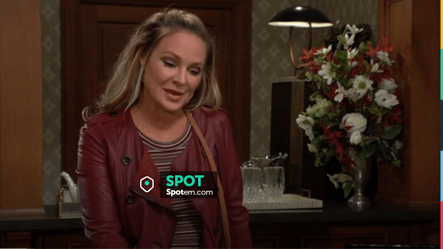 3.1 Phillip Lim Ruffle Leather Jacket in Berry worn by Sharon Newman ...