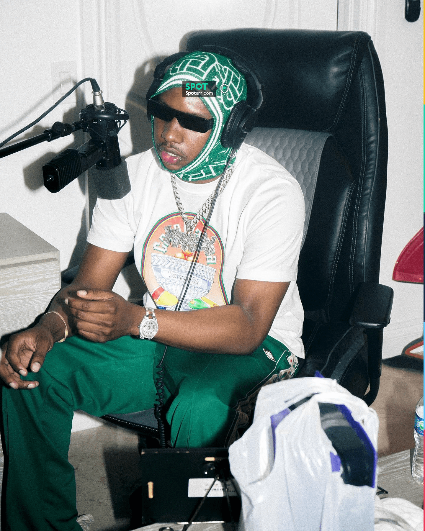 Casablanca Dark Green Heart Monogram Balaclava worn by Rob49 on the ...