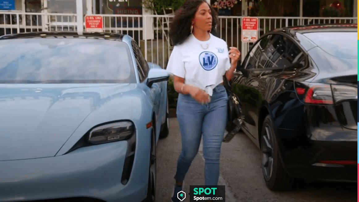 Chanel Blue & White Vel­vet Sneak­er worn by Toya Bush-Harris as seen ...