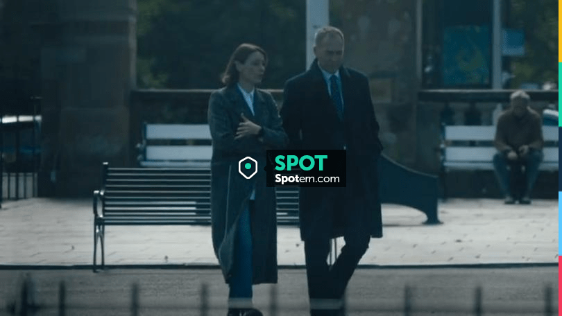 Jigsaw Black Herringbone Maxi City Coat worn by Amy Silva (Suranne ...