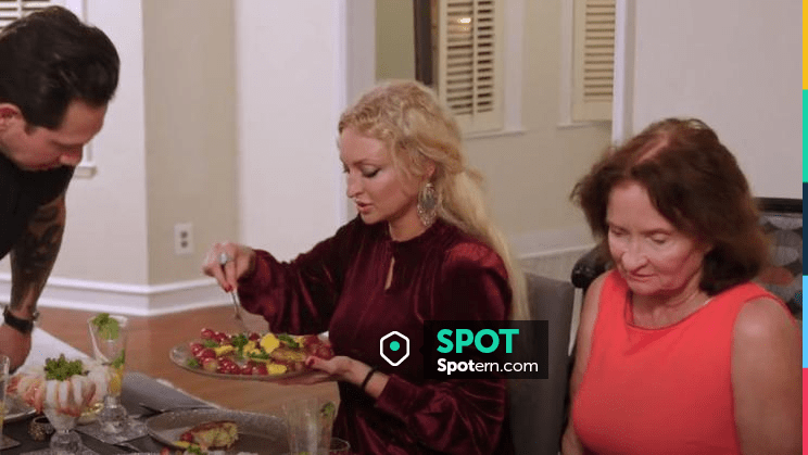 CeCe Long Sleeve Velvet Split V-Neck Tiered Babydoll Dress worn by ...