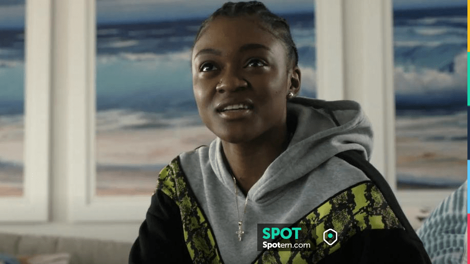 Bershka Colour Block Hood­ie In Mul­ti worn by Charmaine (Imani Lewis) as seen in Hightown ...