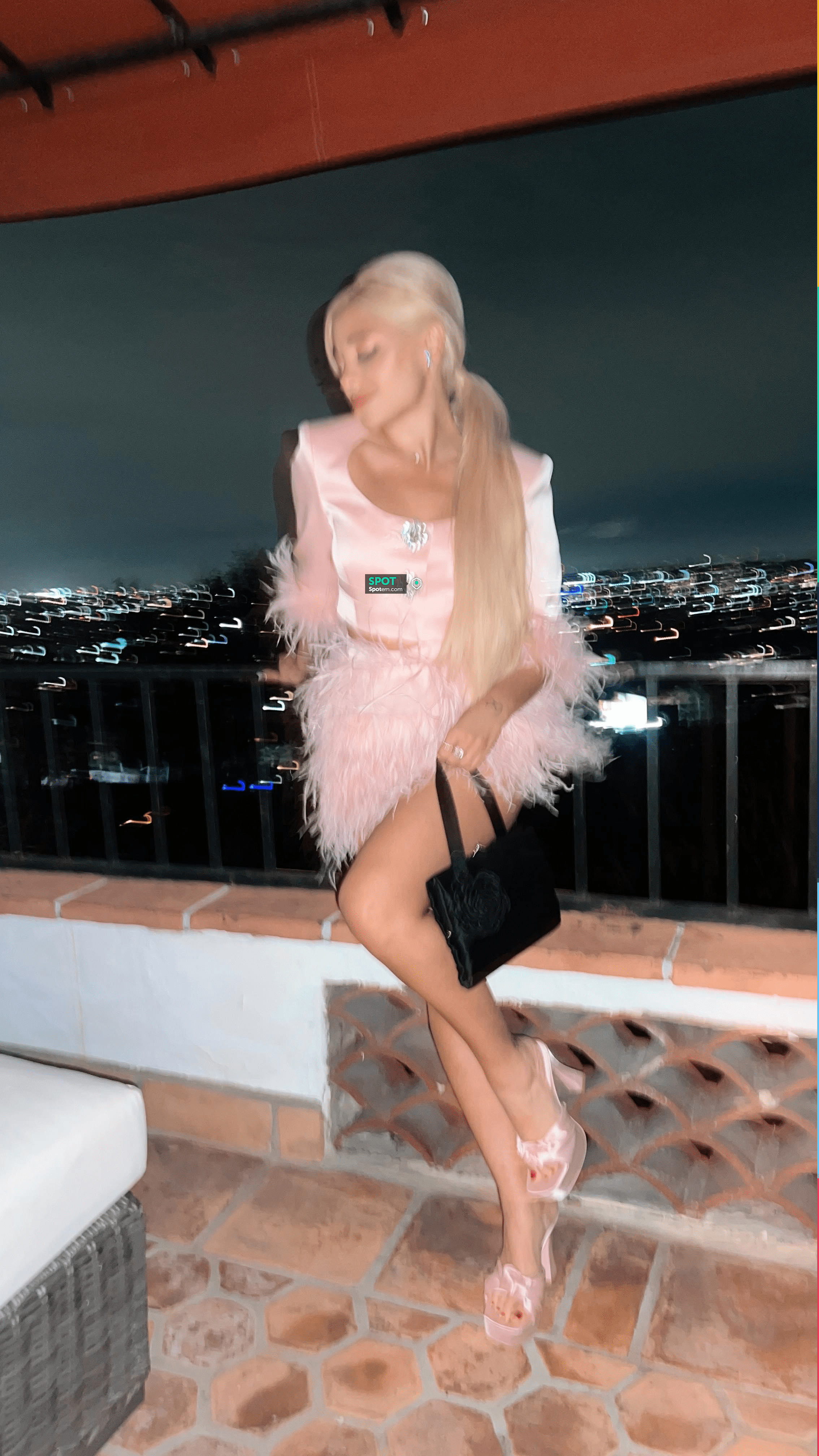 Nana Jacqueline Ambre Satin Feather Top worn by Gabi DeMartino on her ...