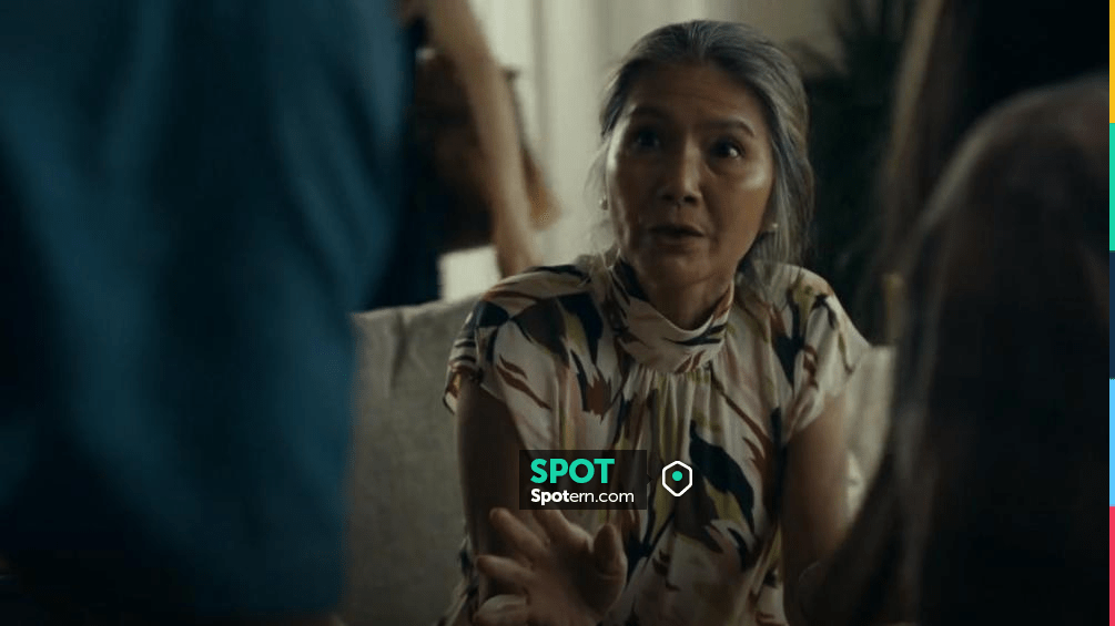 Worthington Sleeveless Mock Neck Blouse Summer Splash worn by Jing Woo ...