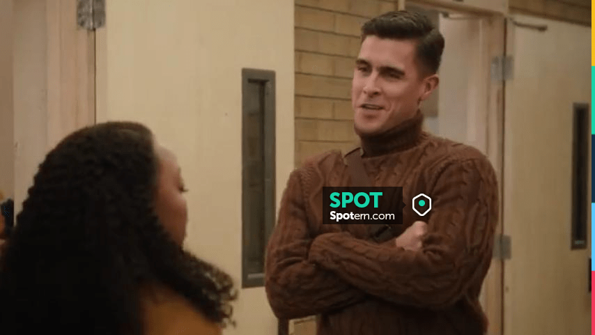 Asos Design Ca­ble Knit Roll Neck Sweater In Brown worn by Manny (Josh ...