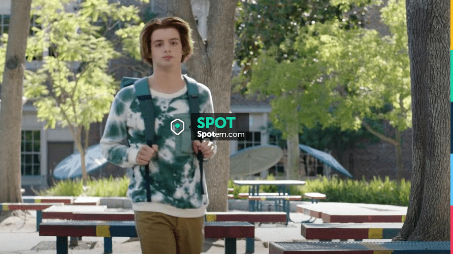 American Stitch Men's Long Sleeve Tie Dye Oversized Pocket French Terry Sweatshirt worn by Reid ...