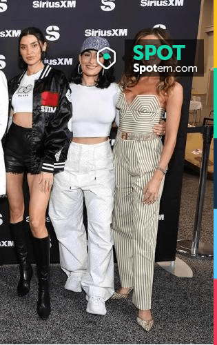 Moschino Crystal-Embellished Denim Cap worn by Nikki Bella at Sirius Xm ...