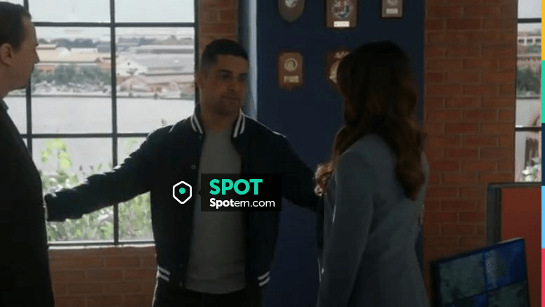 Levis Cav­al­ry Twill Var­si­ty Bomber Jack­et worn by Nick Torres ...