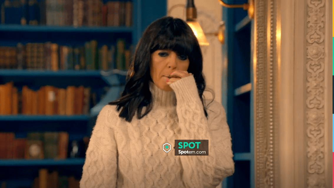 Albaray Cream Cable Turtle Neck Jumper worn by Claudia Winkleman as ...