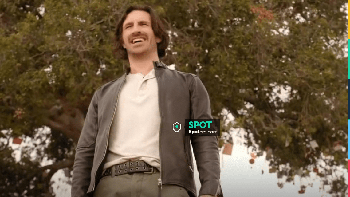 All Saints Co­ra Leather Jack­et worn by Gavin Harris (Eoin Macken) as ...