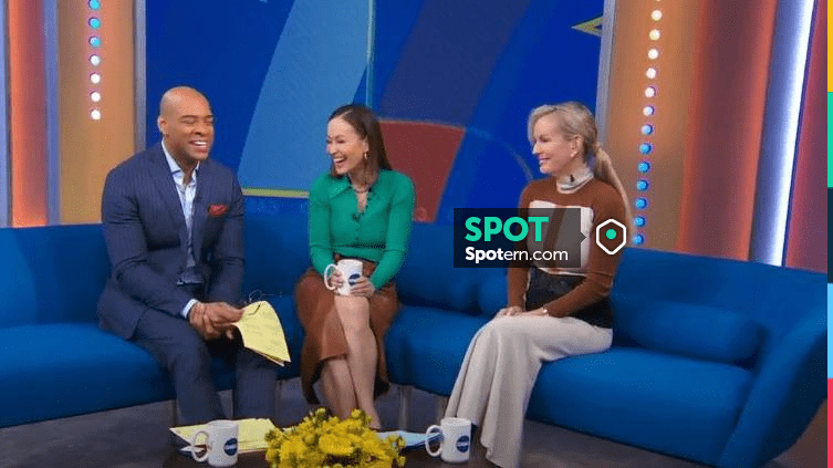 Chloe Light Wool Intarsia Fitted Turtleneck Colorblock Sweater worn by ...