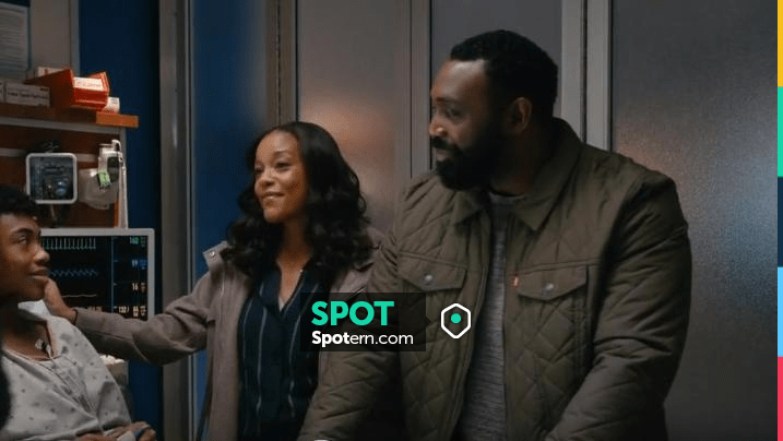 Levi's Diamond Quilted Cotton Trucker Jacket In Olive worn by Dr. Dylan ...