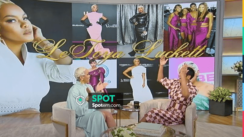 Top caftán corto de satén de doble cara de Lapointe usado por LeToya ...