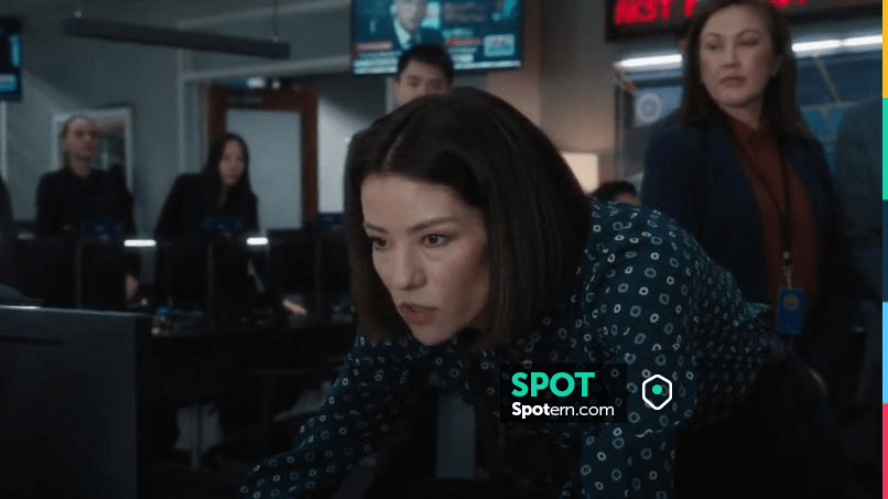 Marella Green Geometric Button Down worn by Elise Taylor as seen in FBI ...