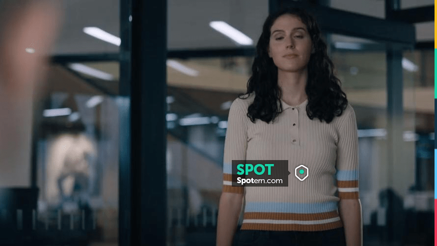 8 by Yoox Contrast Rib-Knit S/Sleeve Polo-Neck Sweater worn by Rian ...