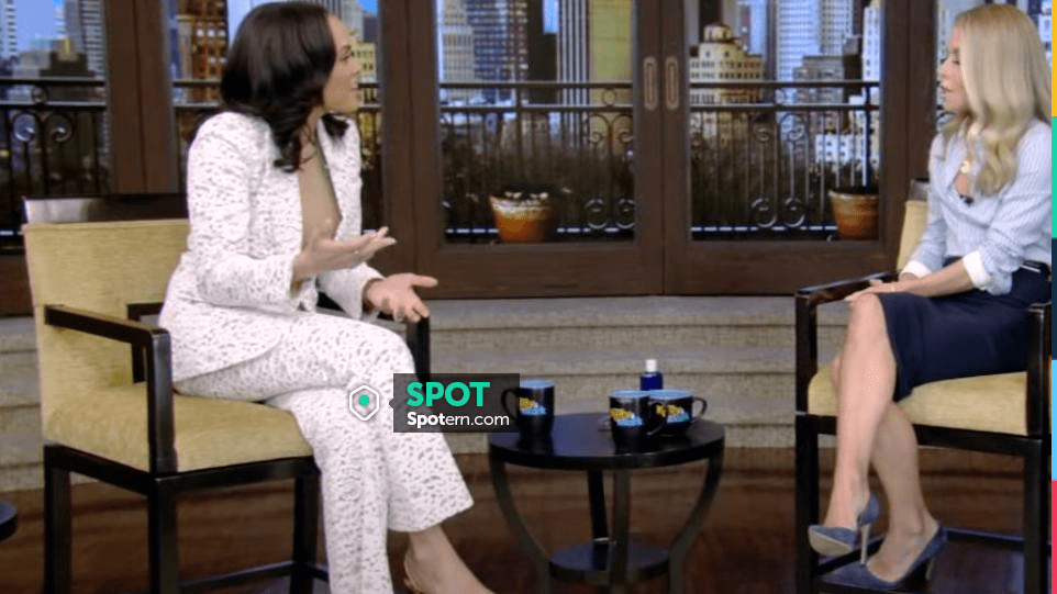 Michael Kors Collection Flo­ral Lace 5 Pock­et Flare Leg Pants worn by ...