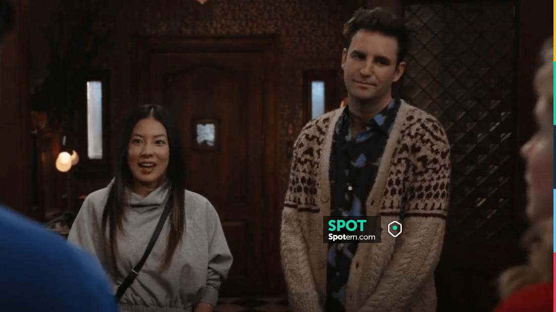 Zara Contrast Jacquard Cardigan worn by Nico as seen in Ghosts (S03E04 ...