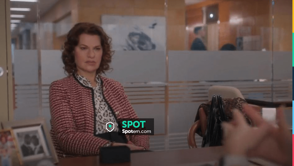 Theory Long Sleeve Leopard Blouse worn by Belinda Tuttle (Sandra ...