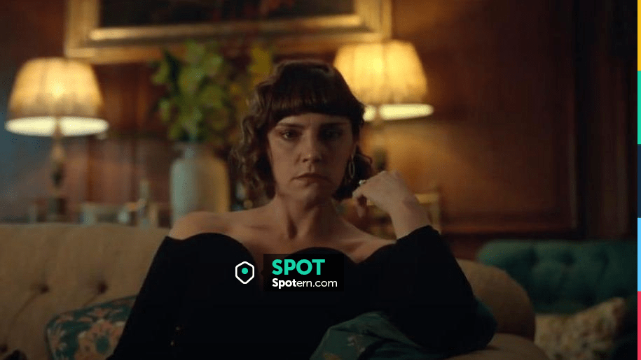 Galvan London Grace Off-shoulder Long-sleeve Dress worn by Beth (Annabel Scholey) as seen in The ...