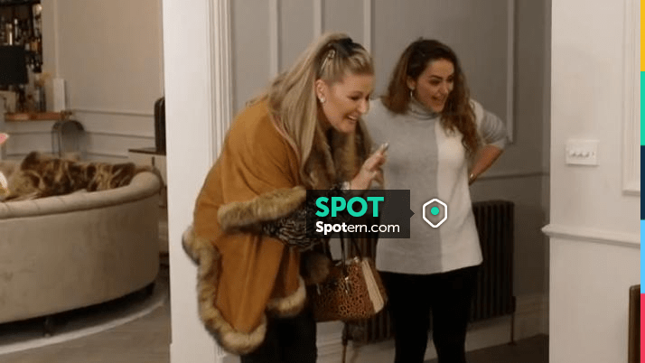 Reiss Gaia Grey Colour Block High Neck Jumper worn by Hannah Kinsella ...