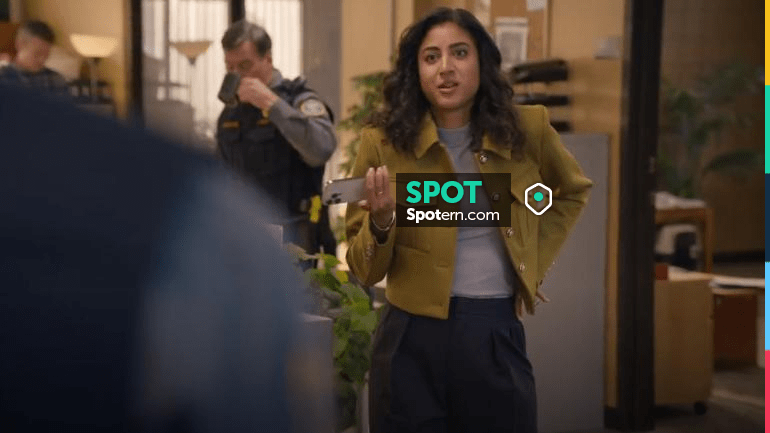 Avec Les Filles Crop Stretch Ponte Military Jacket worn by Emily Price ...