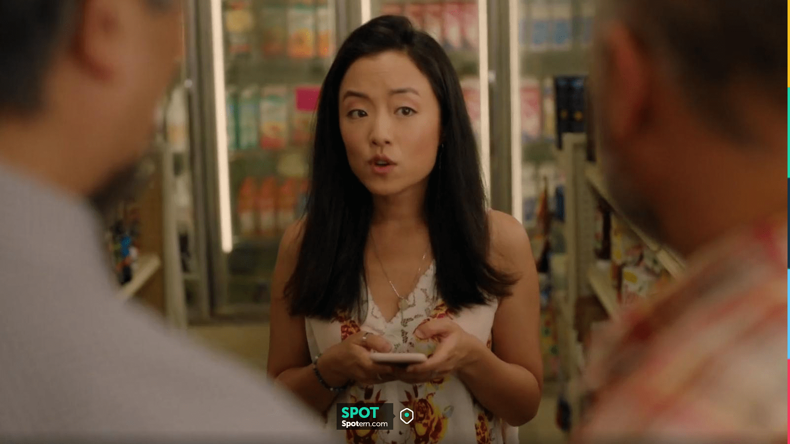 Free People Morn­ing Rose Camisole worn by Janet (Andrea Bang) as seen in Kim's Convenience ...
