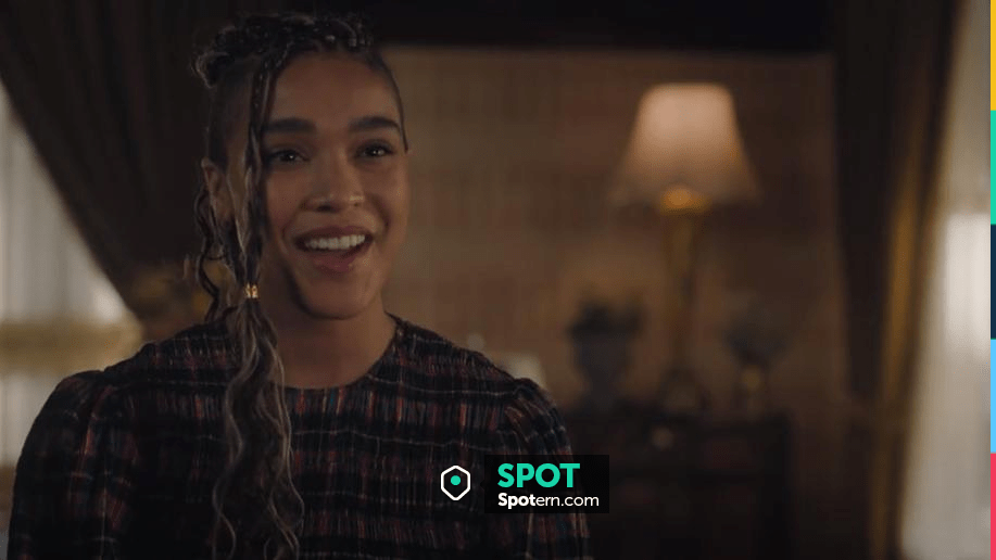 Ganni Plaid Smocked Maxi Dress worn by Mikaela (Lucy Barrett) as seen ...