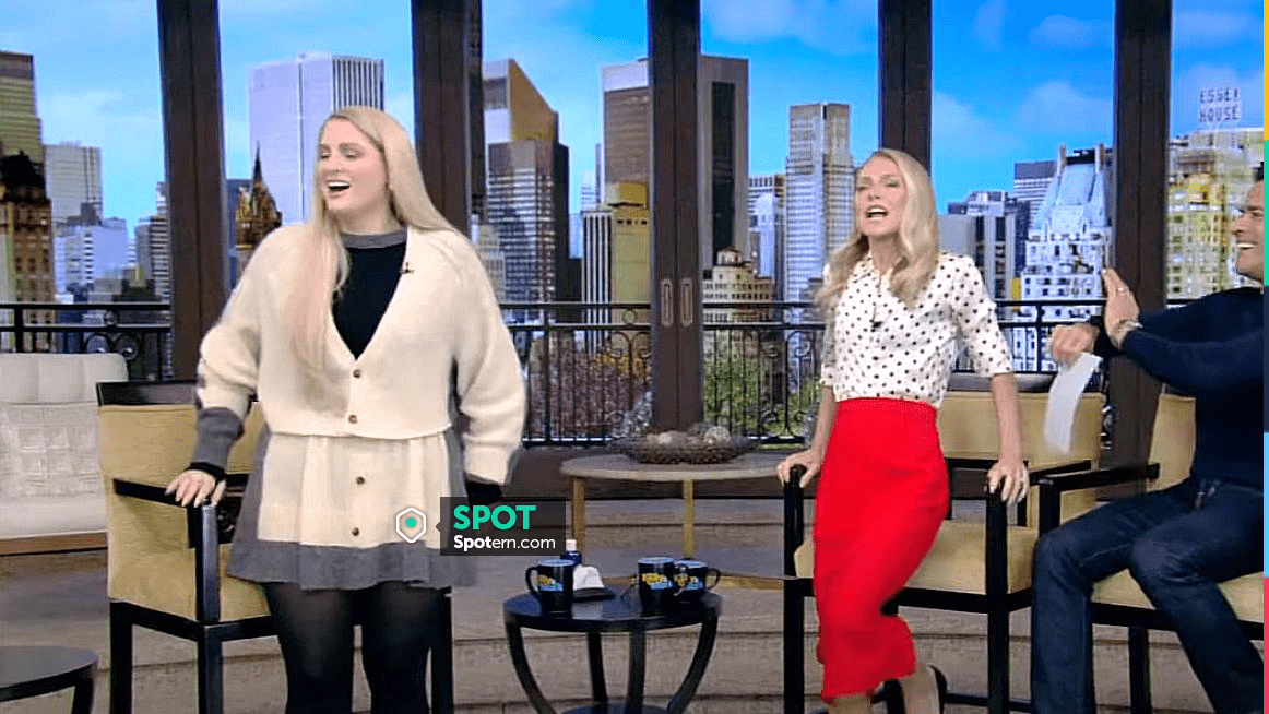 Loewe Bicolor Knit Button Front Mini Skirt worn by Meghan Trainor as ...