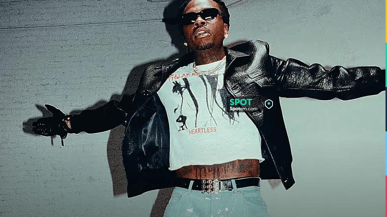 Prada Black Wrinkled Leather Bomber Jacket worn by Gunna in Prada Dem ...