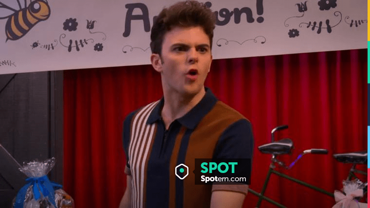 Express Asymmetrical Striped Short Sleeve Zip Sweater Polo worn by ...