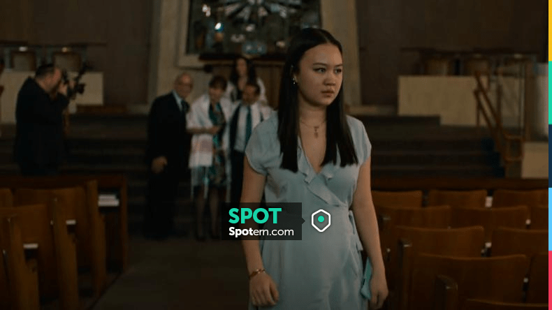 Showpo Ruf­fled Wrap Dress worn by Leila Kwan Zimmer (Amalia Yoo) as ...