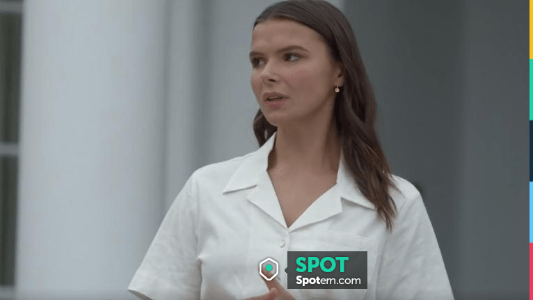 Nude Lucy Clement White Short Sleeve Linen Shirt worn by Becky Hart ...