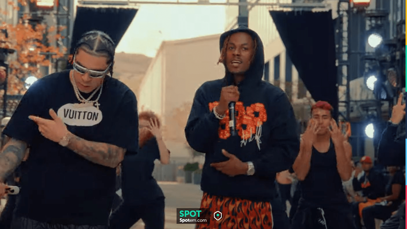 Palm Angels Orange Flames Print Trackpants worn by Rich the Kid in Rich ...