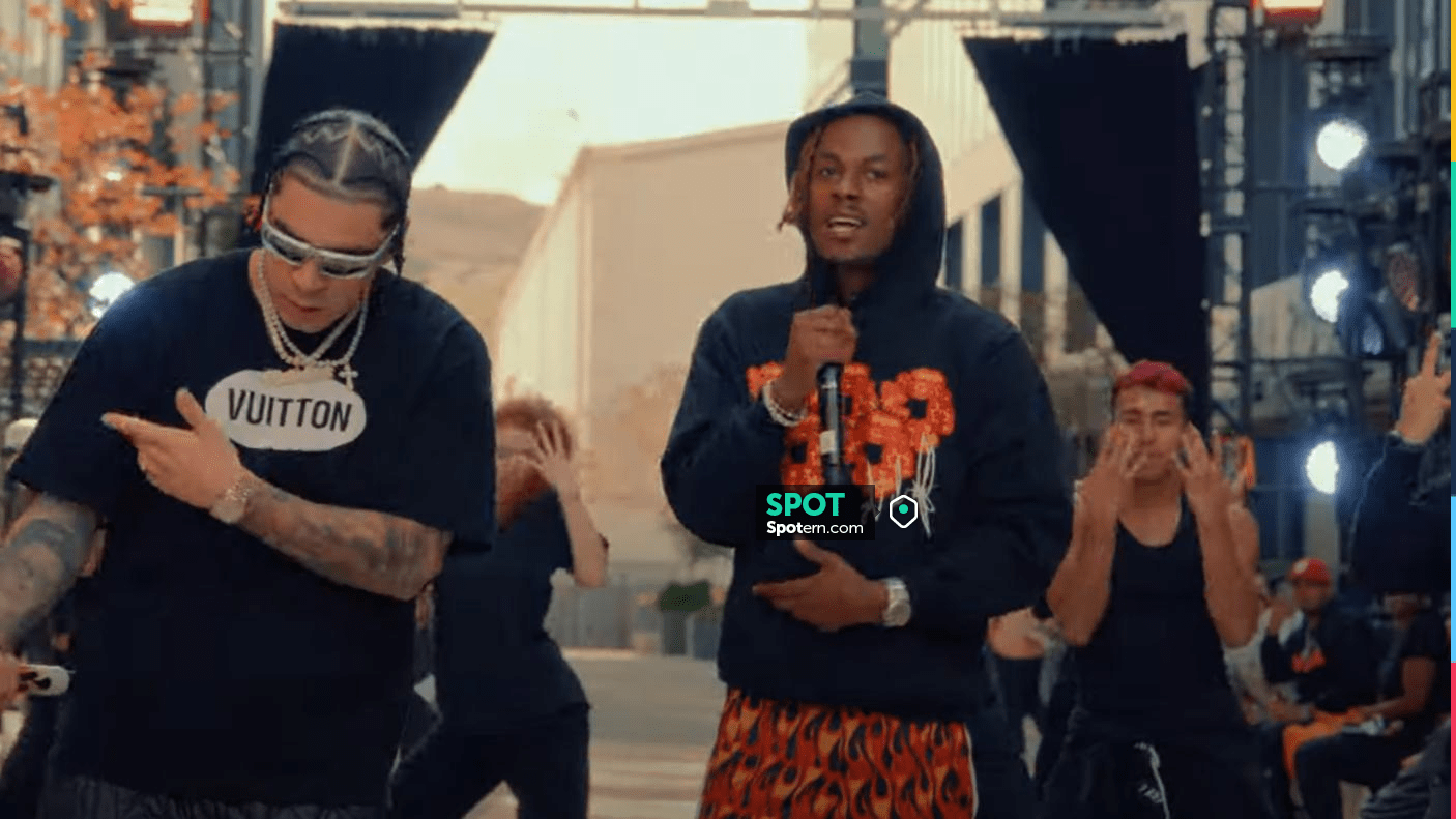 Denim Tears x Offset Black & Orange Cotton Wreaths Hoodie worn by Rich ...