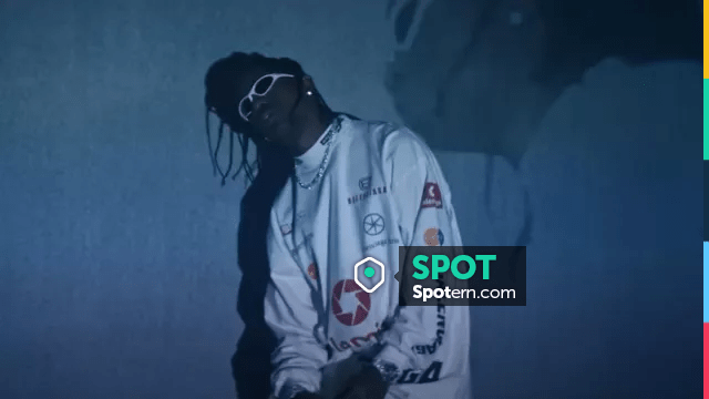 Balenciaga White Top League Long Sleeve T Shirt worn by Travis Scott in ...