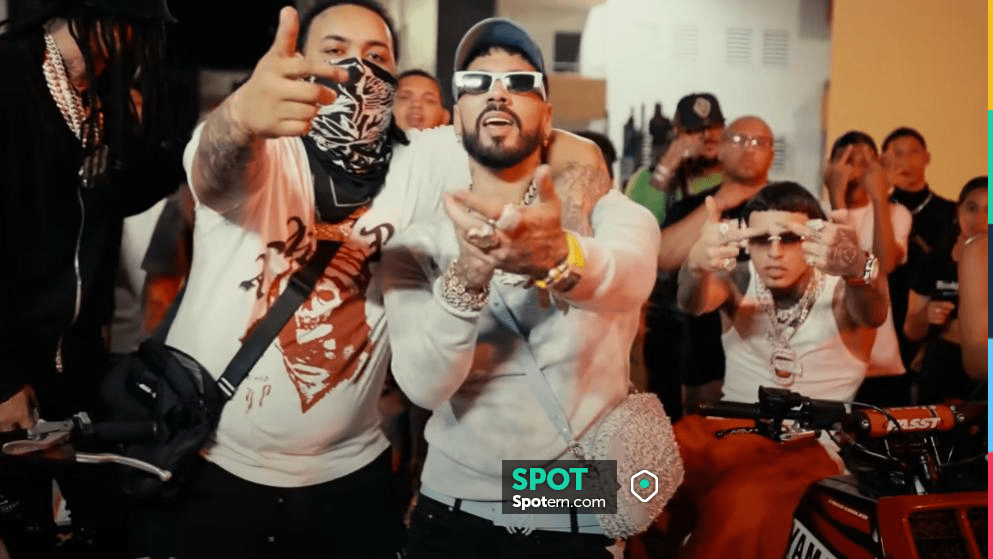 Amiri Light Blue Boucle Camera Bag worn by Anuel AA in VVS SWITCH Remix ...