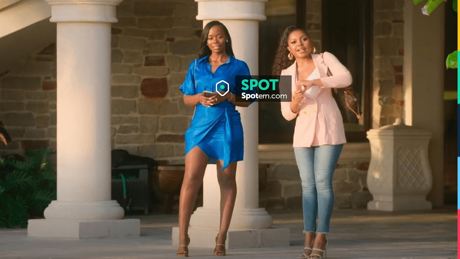 Zara Satin Ef­fect Wrap Dress worn by Colony Reeves as seen in Selling ...