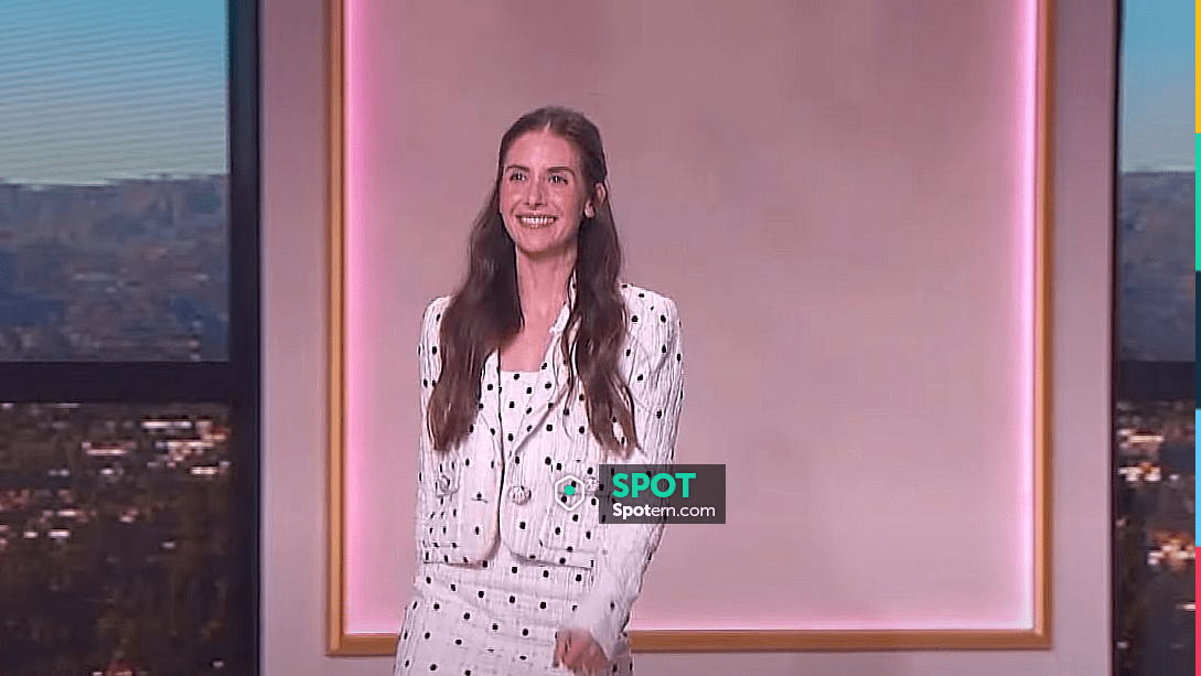 Elie Saab Tweed Effect Moon Dot Jacket worn by Alison Brie as seen in ...