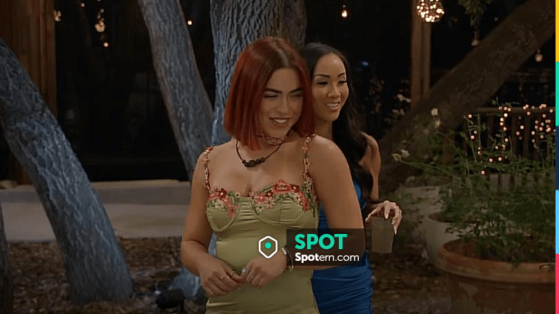 Princess Polly Ken­zie Mi­ni Dress Green Pe­tite worn by Michi as seen in Lovers and Liars ...