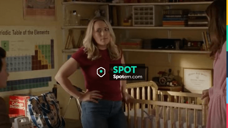 John Galt Burgundy Short Sleeve T-Shirt worn by Mandy McAllister (Emily ...