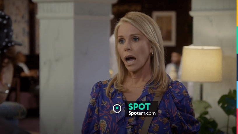 Ba&sh Floral Ruffle Wrap Top worn by Cheryl David (Cheryl Hines) as ...